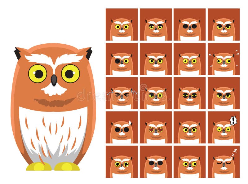 Screech Owl Cartoon Emotion Faces Vector Illustration Stock Vector ...