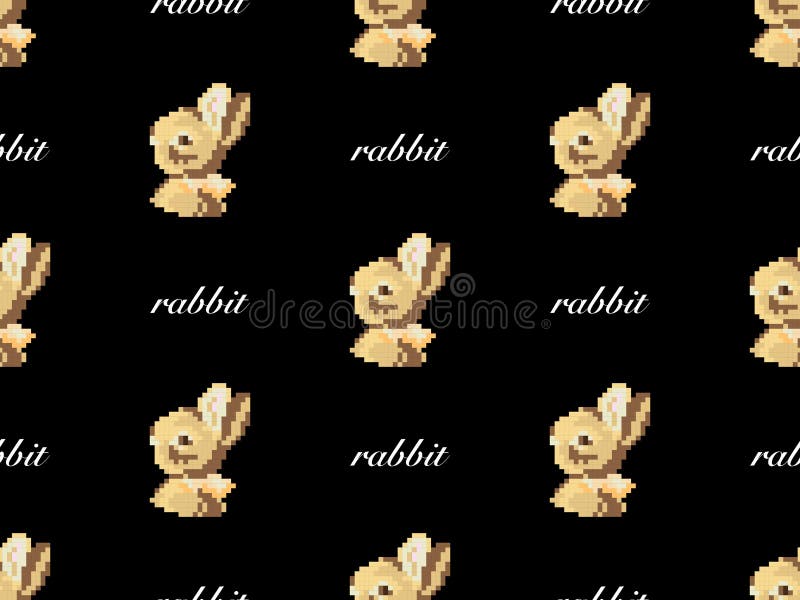 Rabbit Seamless Pattern on Black Background. Pixel Style Stock Vector ...