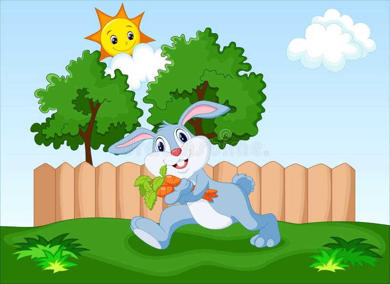 Cartoon Panic Bunny Running Isolated on White Background Stock Vector ...