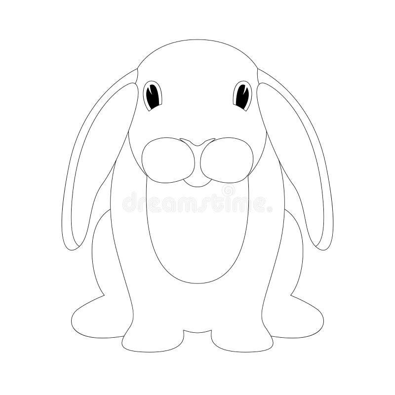Rabbit Cartoon Vector Illustration Lining Draw Front Stock Vector ...