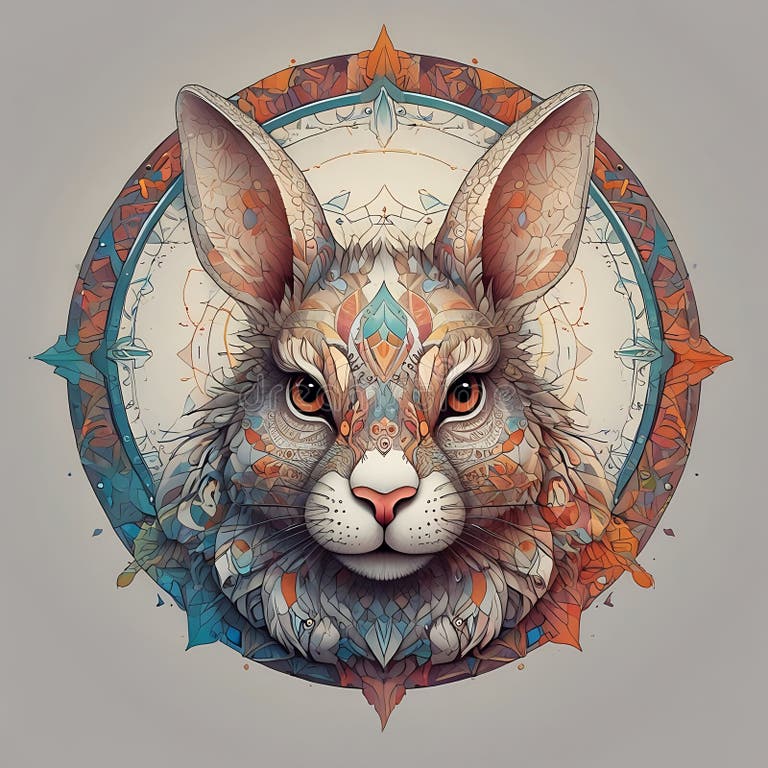 Close-up of a Stylized Illustration of a Rabbit S Head. Stock ...