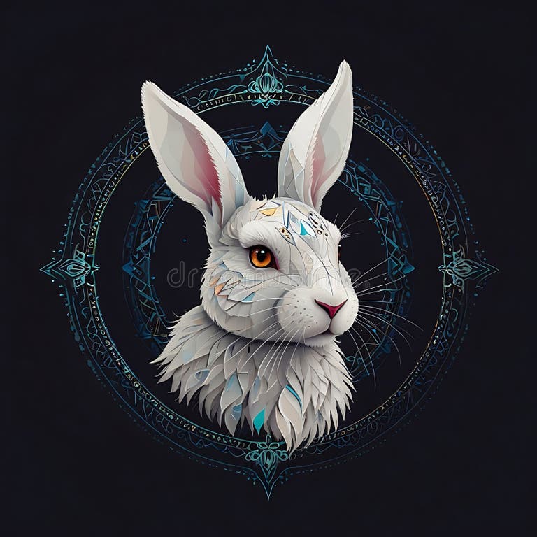 Close-up of a Stylized Illustration of a Rabbit S Head. Stock ...