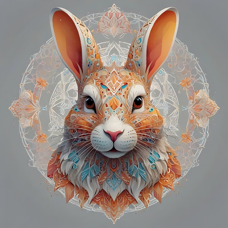 Close-up of a Stylized Illustration of a Rabbit S Head. Stock ...