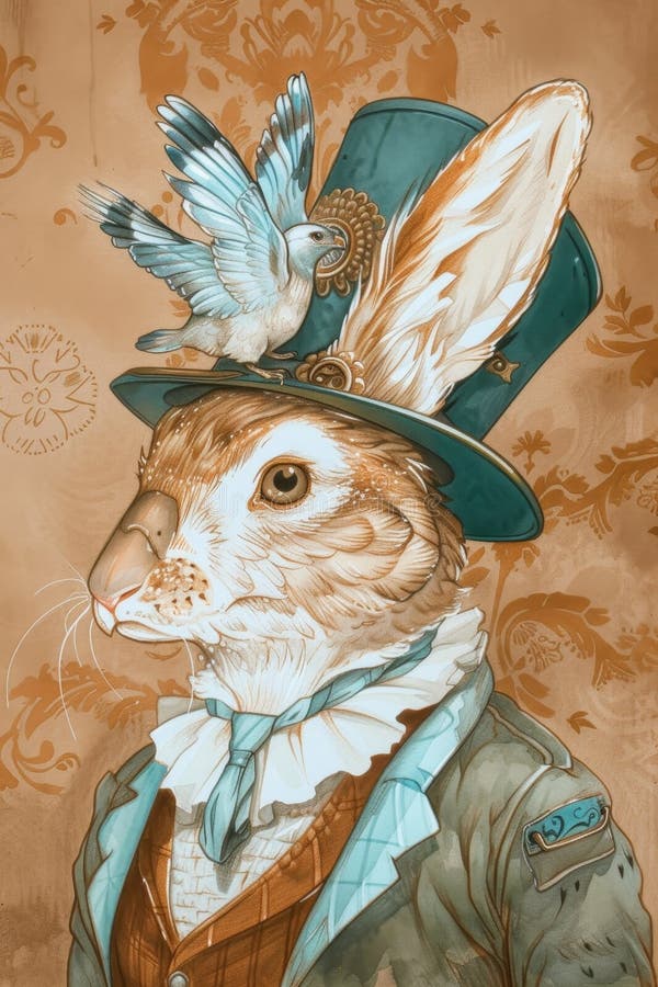 A Rabbit Character in a Costume. Illustration Stock Image - Image of ...