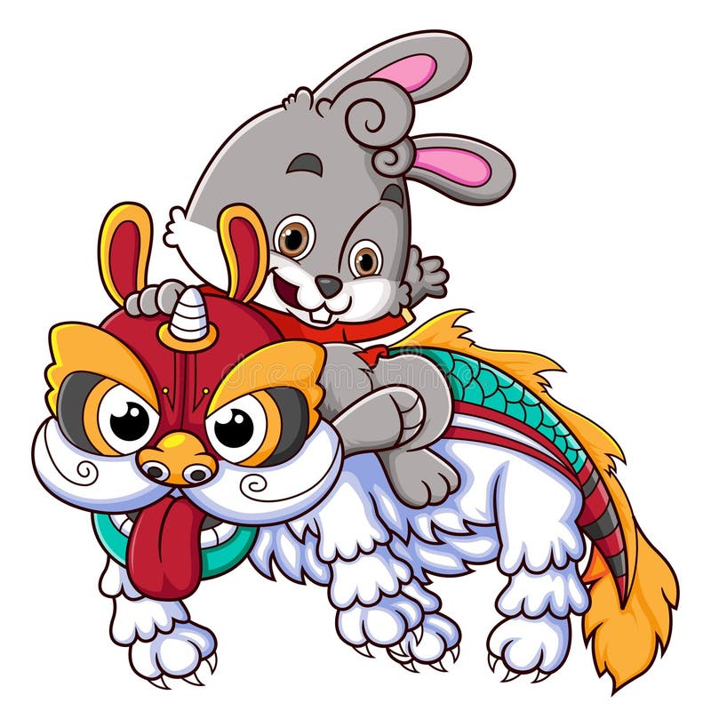 Rabbit Character Preparing for the Dragon Dance Performance Stock ...