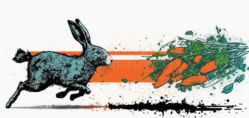 A Rabbit Chasing Carrots Watercolor Created by Generative Ai Stock ...