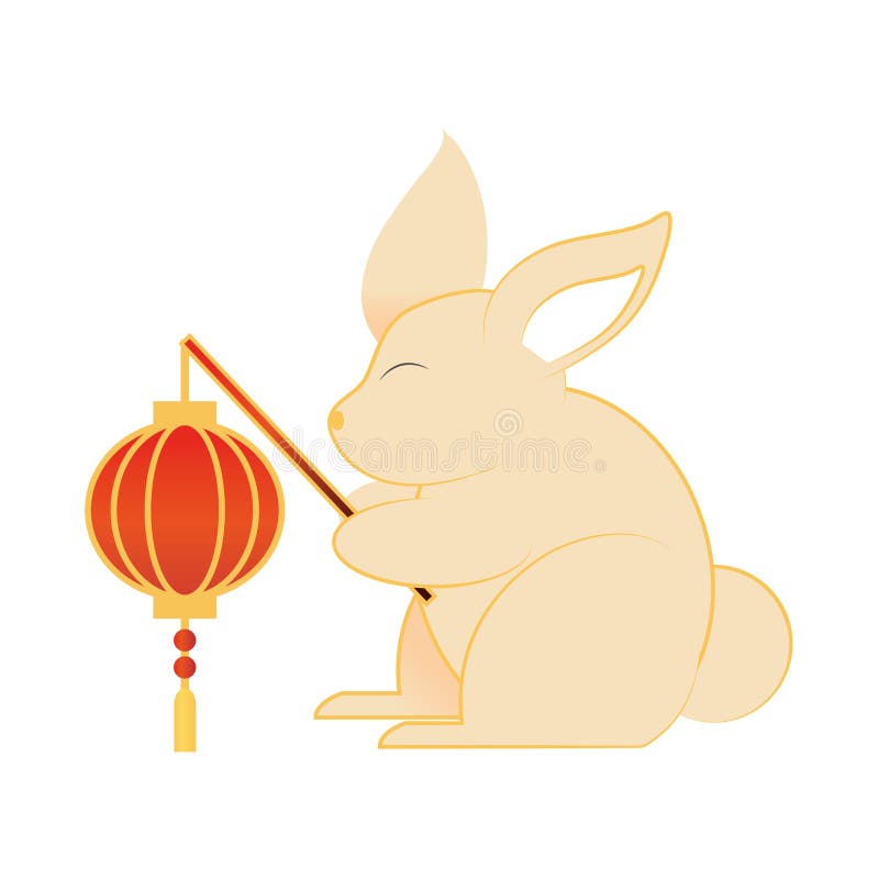 Rabbit with Chinese Lantern Stock Vector - Illustration of hare, china ...