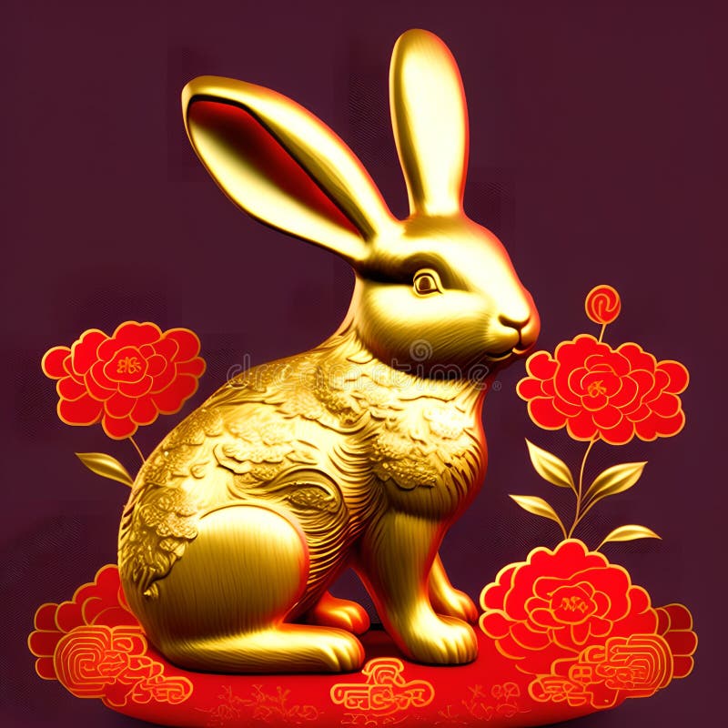 Rabbit of Chinese New Year, Generative AI Illustration Stock Photo ...