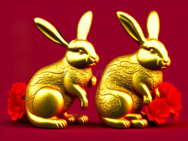 Rabbit of Chinese New Year, Generative AI Illustration Stock Image ...