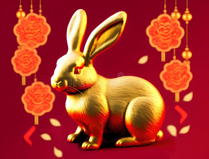 Rabbit of Chinese New Year, Generative AI Illustration Stock ...