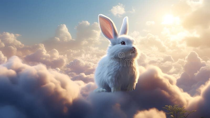 Rabbit Chosen for Flight on the Clouds Stock Photo - Image of whiskers ...