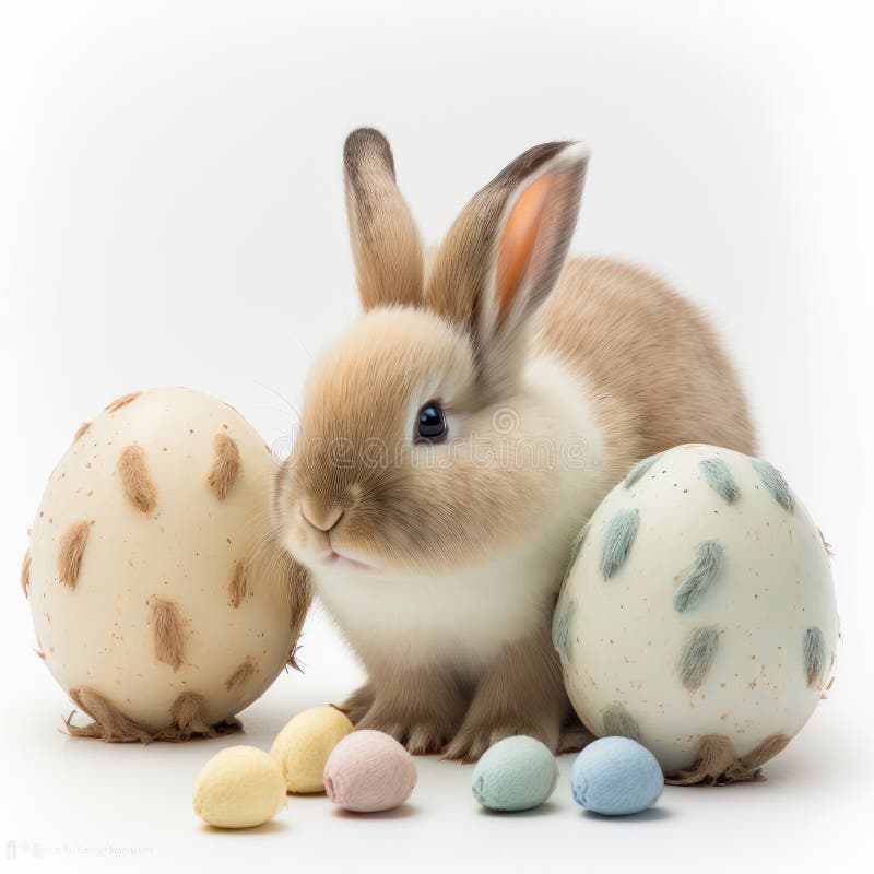 Rabbit with Colored Easter Eggs Stock Illustration - Illustration of ...