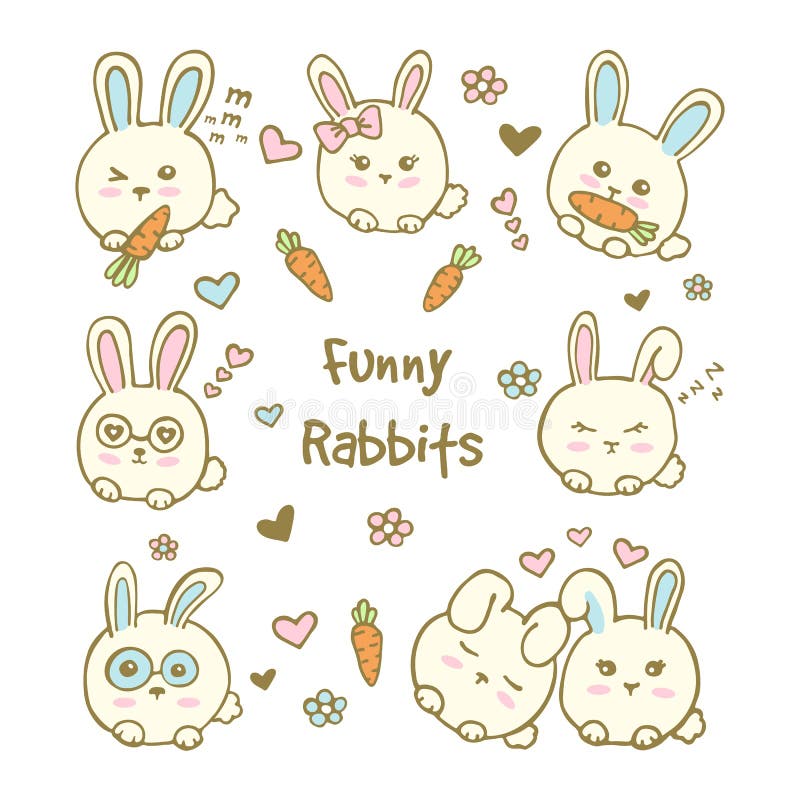 Rabbit Colorful Animals Collection. Stock Vector - Illustration of ...