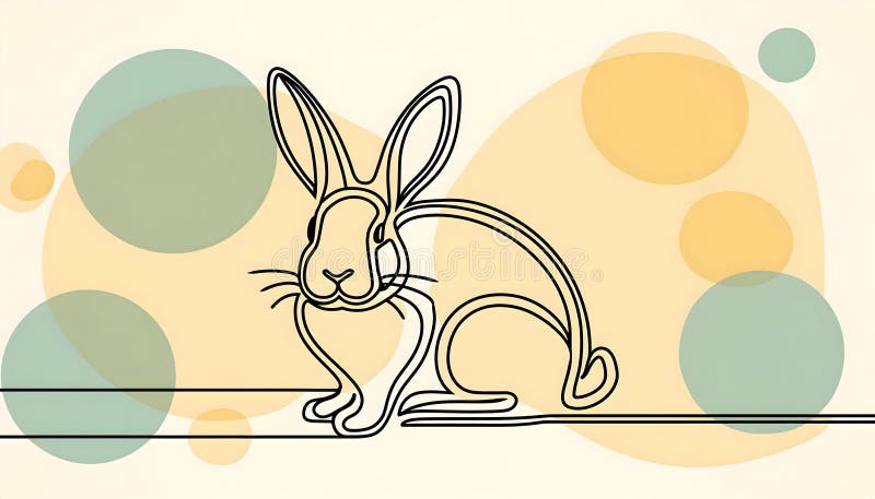 Rabbit Colorful with Continuous One Line Style on Digital Art Concept ...