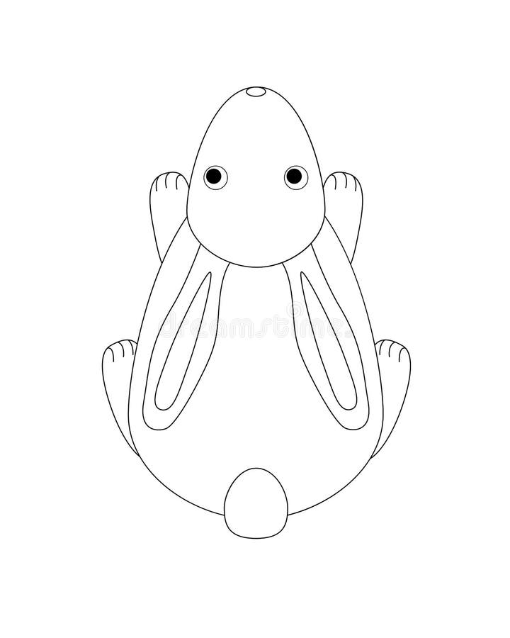 Rabbit For Coloring. Cute, Small, Vector Rabbit - Top View. Children`s ...