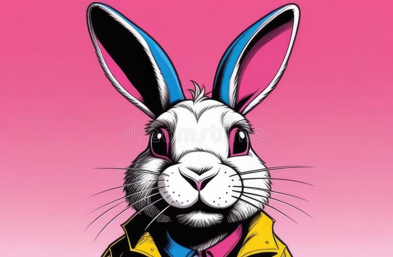 Rabbit in Comic Book Costume, Office Worker Rabbit Stock Illustration ...