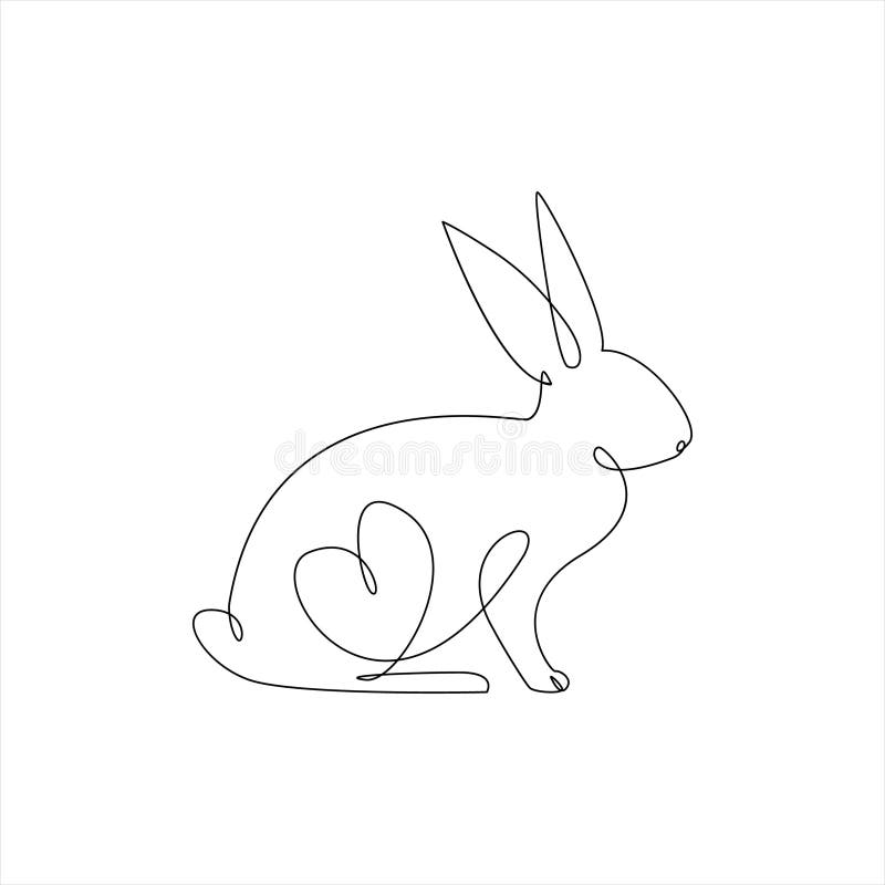 Rabbit Continuous One Line Drawing, Vector Illustration Minimalism ...