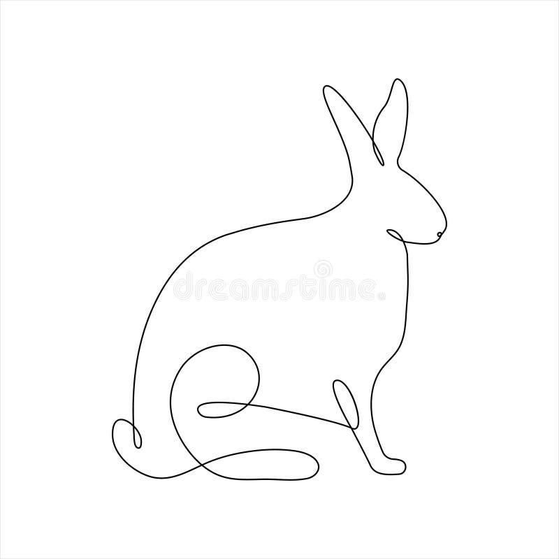 Vector Bunny Continuous Single Line Art Drawing Editable Stroke ...