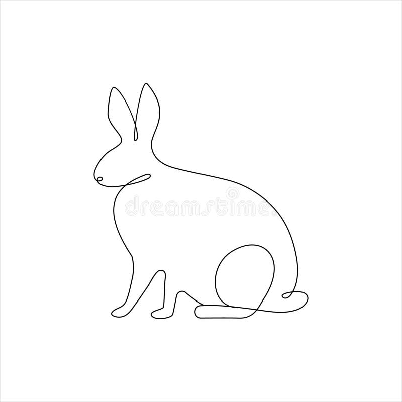 Vector Bunny Continuous Single Line Art Drawing Editable Stroke ...