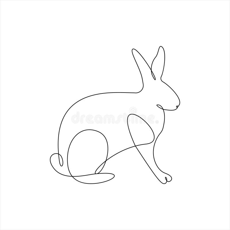 Vector Bunny Continuous Single Line Art Drawing Editable Stroke ...