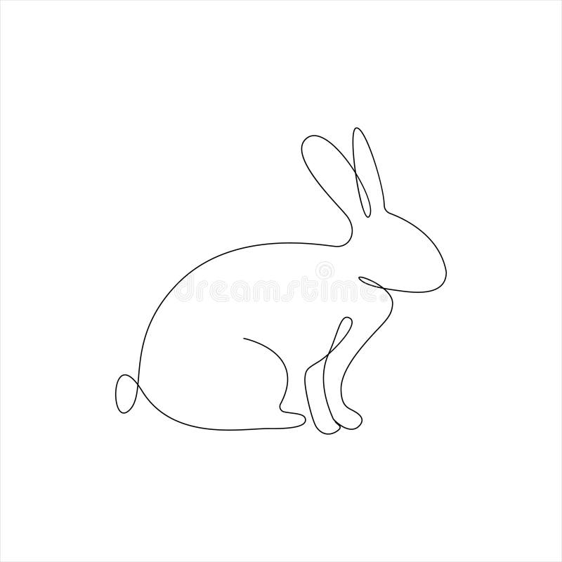 Vector Bunny Continuous Single Line Art Drawing Editable Stroke ...