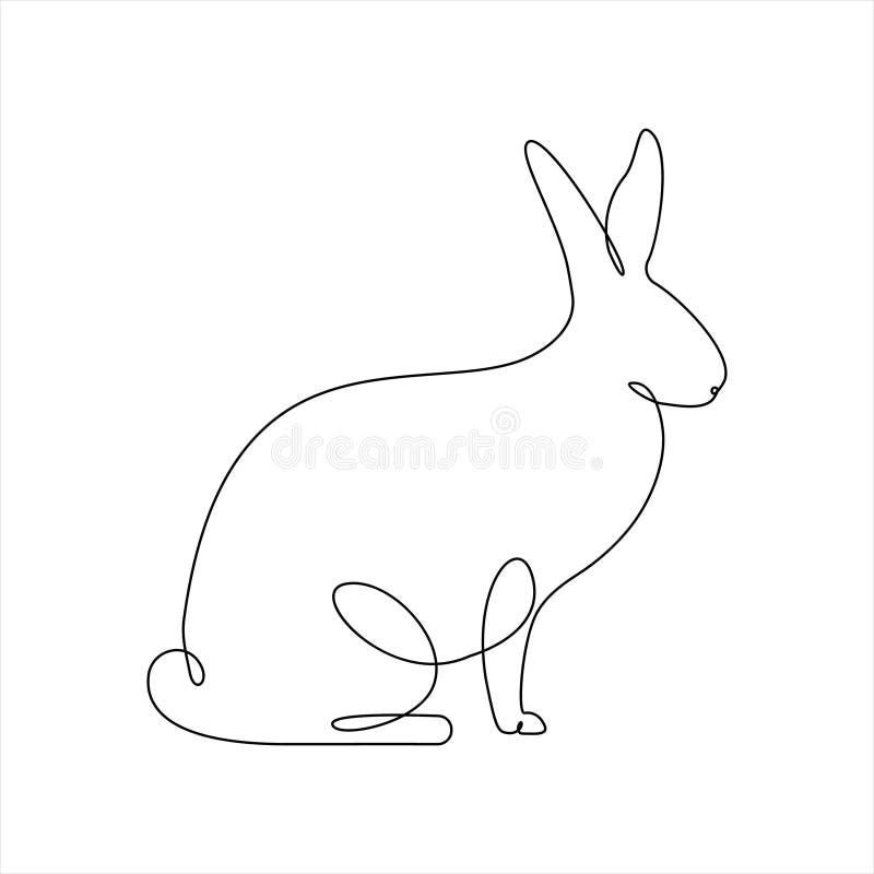 Vector Bunny Continuous Single Line Art Drawing Editable Stroke ...