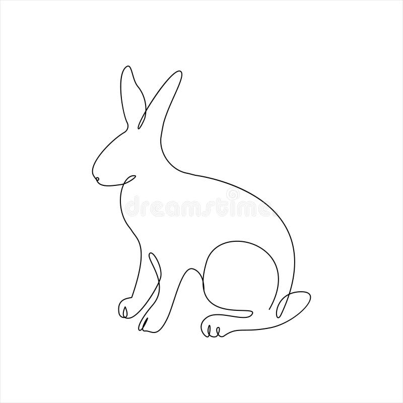 Cute Rabbit Continuous Single Line Art Outline Drawing Sketch Vector ...