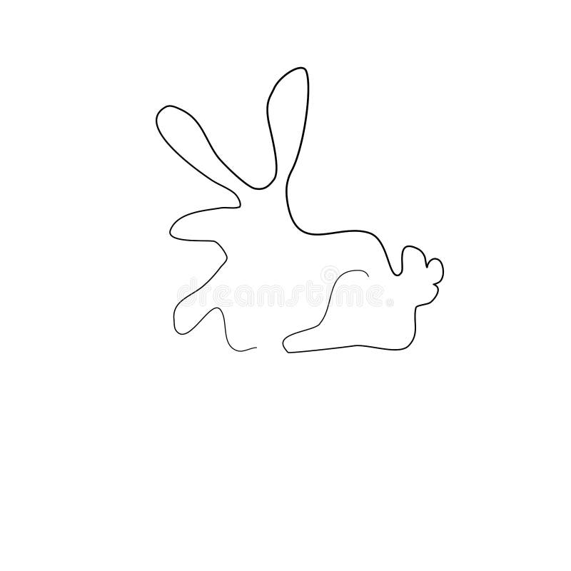 Rabbit Contour Line Art Design Doodle Illustration Stock Illustration ...