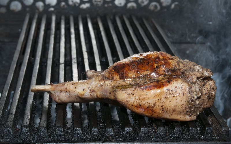 Rabbit Cooking on the Grill Stock Photo - Image of poultry, calorie ...