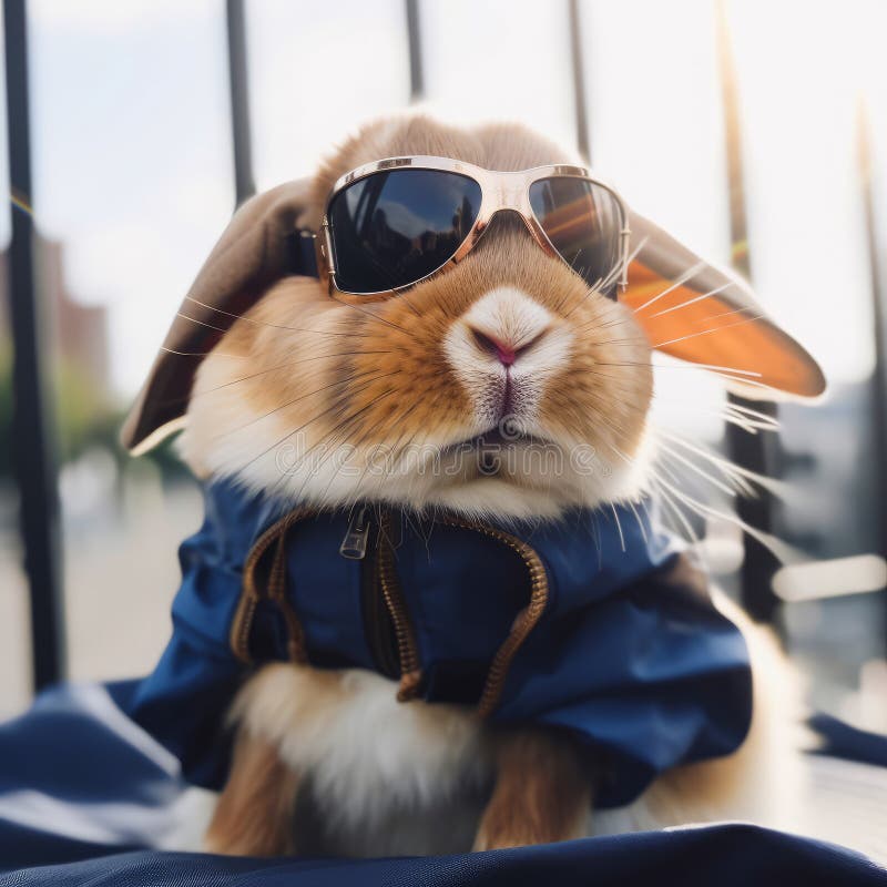 Rabbit in Costume and Sunglasses. Funny Cute Bunny with Sunglasses ...