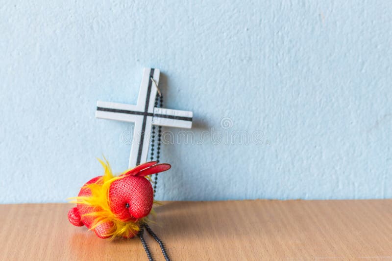 Rabbit and a cross stock photo. Image of easter, holiday - 49813588