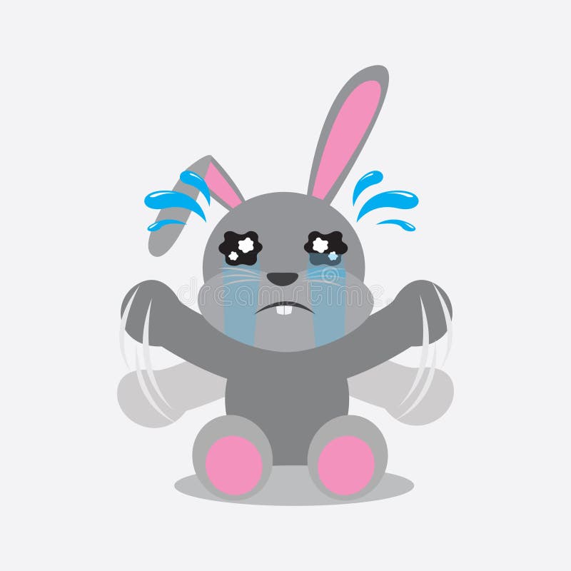 Rabbit Crying Expression Cute Funny Emoji Vector Stock Vector ...