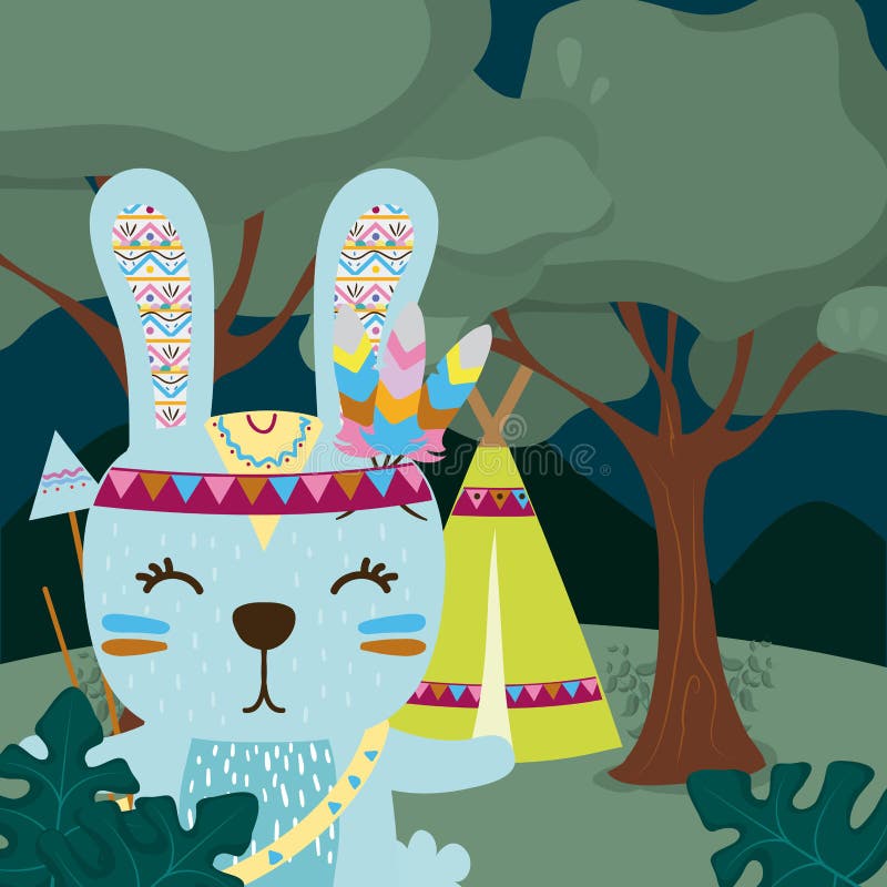 Rabbit cute hippie cartoon stock illustration. Illustration of retro ...