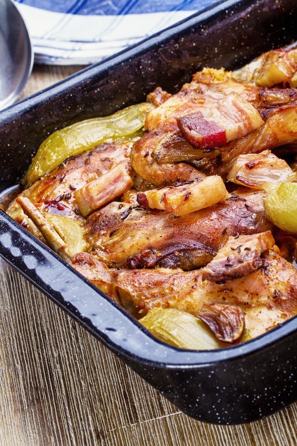Baked rabbit stock photo. Image of flame, dish, meat - 37423442