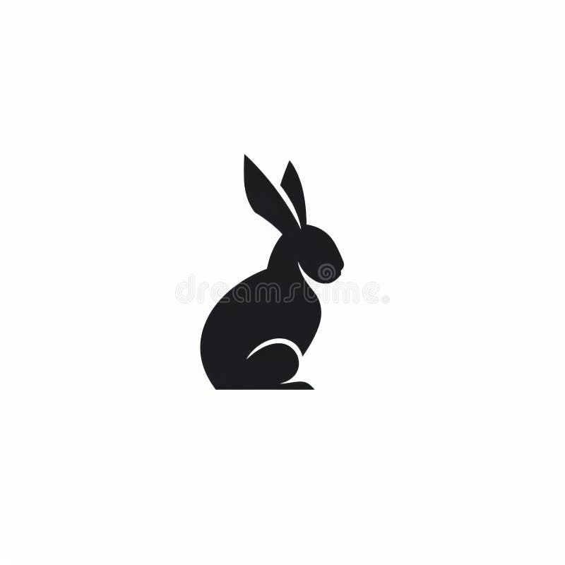 Minimalistic 2d Vector Icon of Rabbit Looking Downwards Stock ...