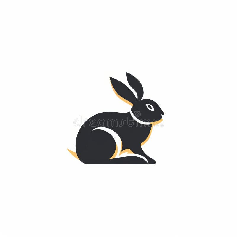Minimalistic 2d Vector Icon Logo of Rabbit Looking Down Stock ...