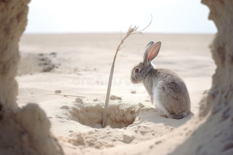 Rabbit Hole in a Field with Wildflowers Around Stock Image - Image of ...