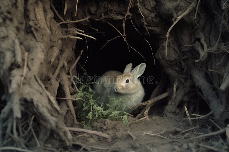Rabbit Hole in a Field with Wildflowers Around Stock Image - Image of ...