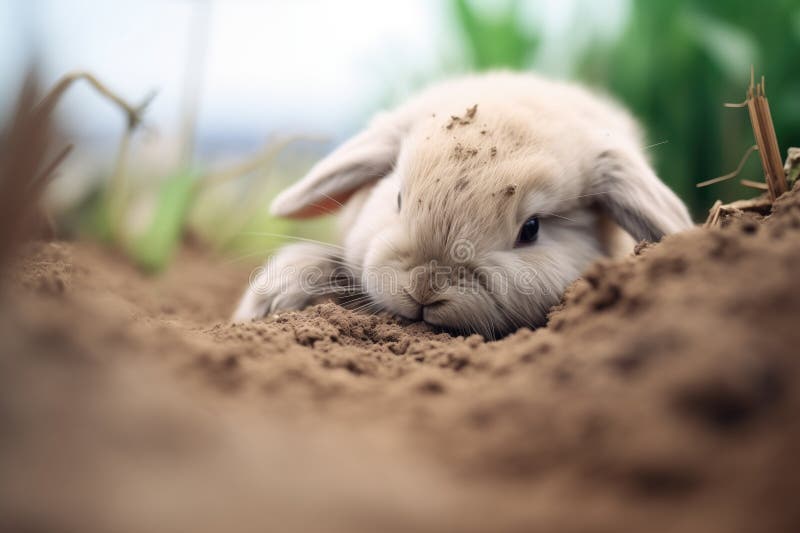 Rabbit Digging in Soft Earth with Paws Visible Stock Image - Image of ...