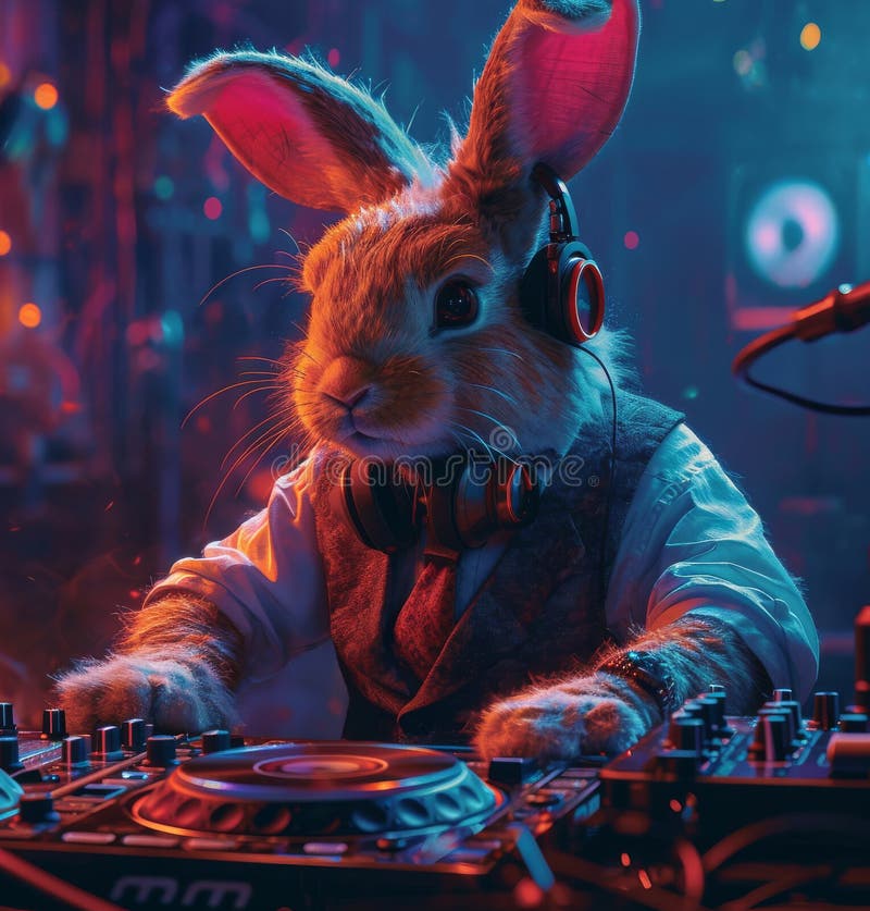 Rabbit DJ Rabbit Dj Rabbit Mix Dj Bunny Dj Concept Rabbit on Dj Table ...