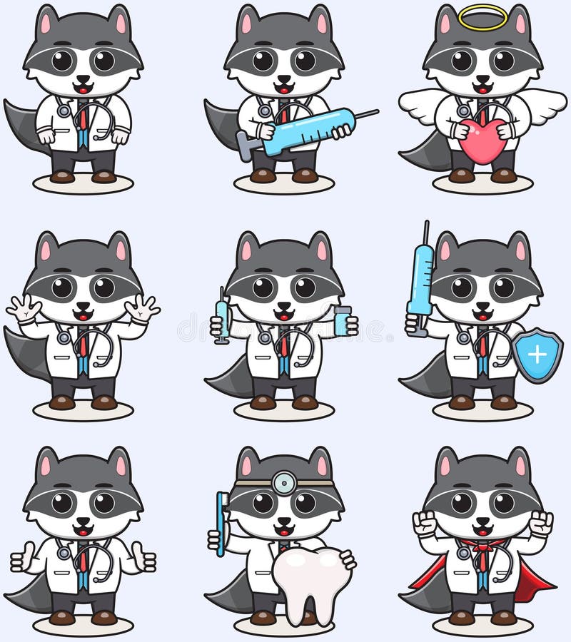 Vector Illustration of Cute Raccoon Doctor Cartoon Stock Vector ...