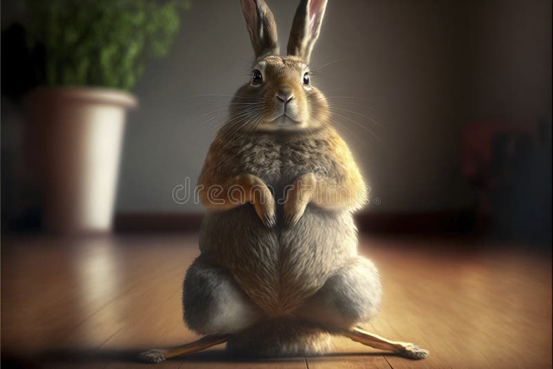 A Rabbit Doing Yoga stock illustration. Illustration of mammal - 267837260