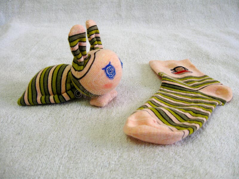 Sleepy Rabbit Made by Socks Stock Image - Image of handwork, socks ...