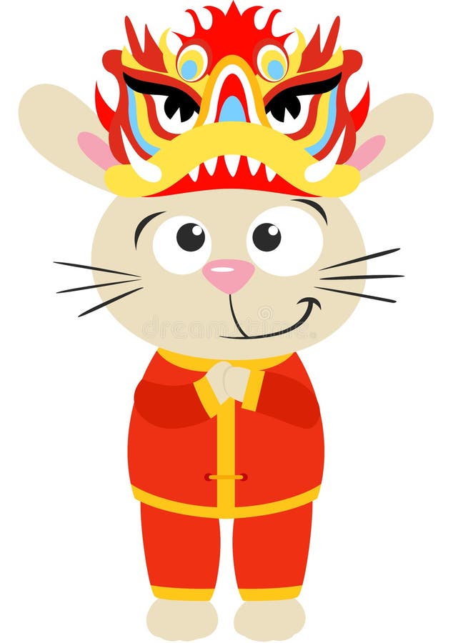 Rabbit with Dragon Mask on Head for Chinese New Year Stock Vector ...
