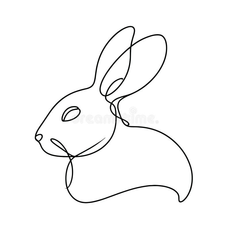 A Rabbit is Drawn in a Line Drawing Style Stock Illustration ...