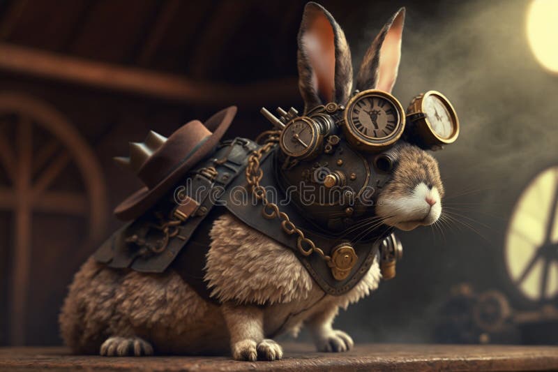 A Rabbit Dressed in Steampunk. Generated by AI Stock Illustration ...
