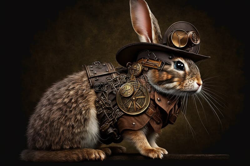 A Rabbit Dressed in Steampunk. Generated by AI Stock Illustration ...
