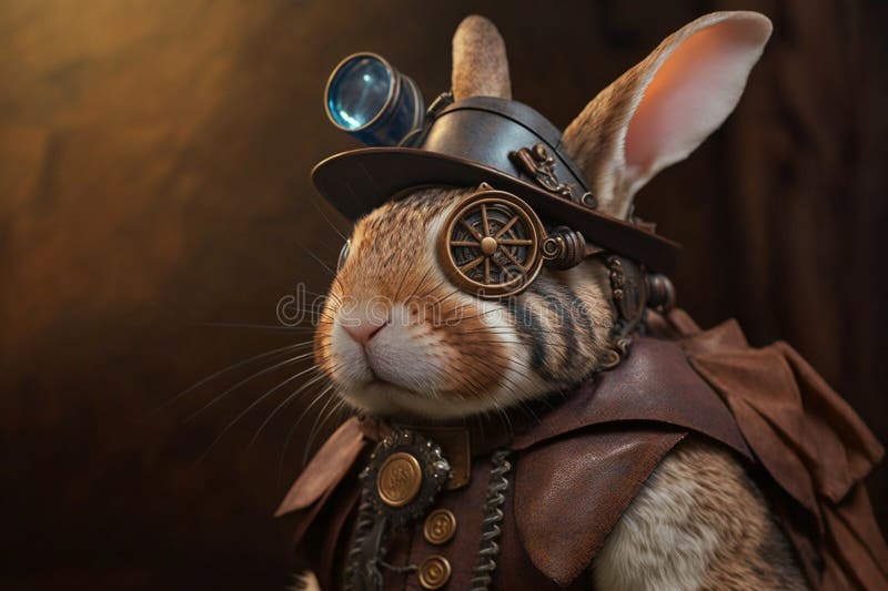 A Rabbit Dressed in Steampunk. Generated by AI Stock Illustration ...
