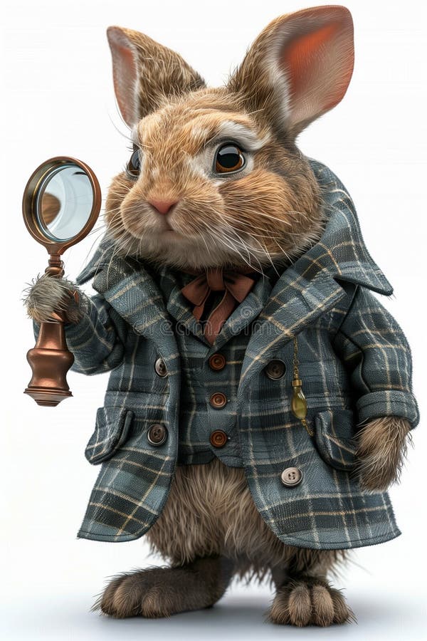 A Rabbit Dressed in a Suit, Holding a Magnifying Glass Stock Image ...