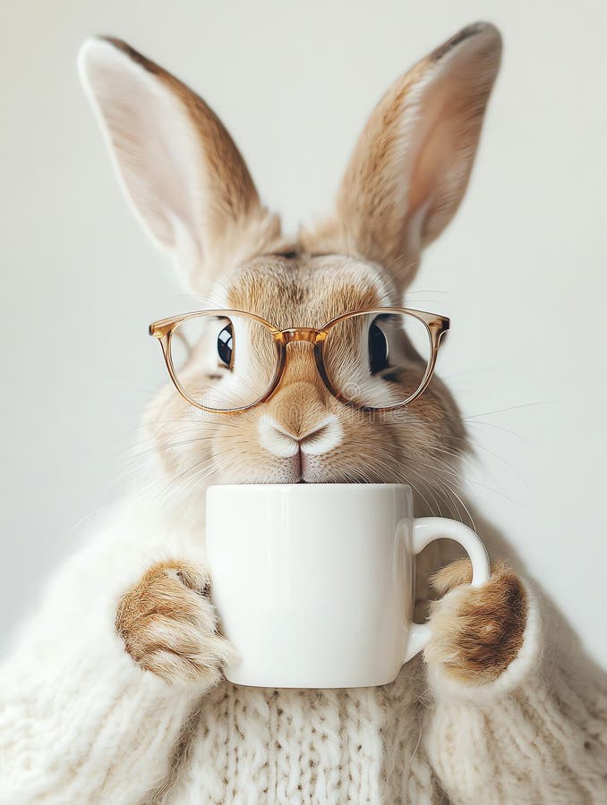 Rabbit Drinking Coffee, AI Generated Stock Photo - Image of beverage ...